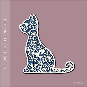 Cat Cut Out File, SVG Files for Cricut, Layered Svg, DIY Project, Paper ...