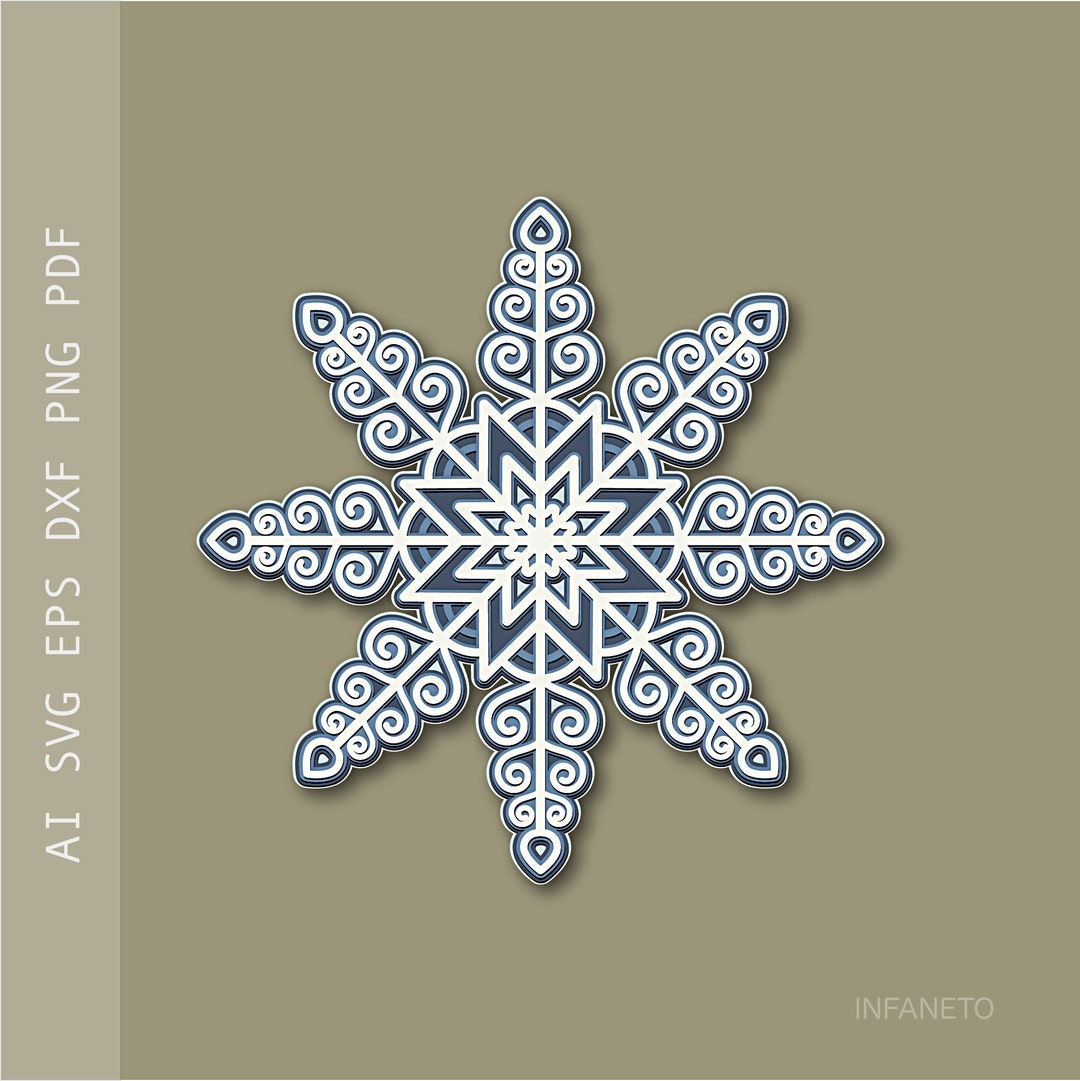 Snowflake Layer SVG, Laser Cut File, 3D Svg for Cricut Silhouette ...