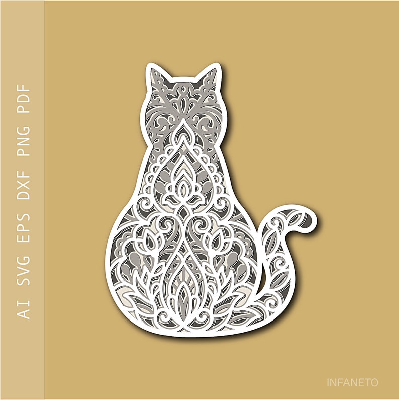 Cat Mandala SVG Multilayered Svg 3D Vector Files Cricut - Etsy