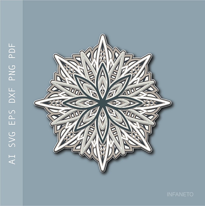 Snowflake SVG Mandala Svg Layer Svg Laser Cut File 3D - Etsy
