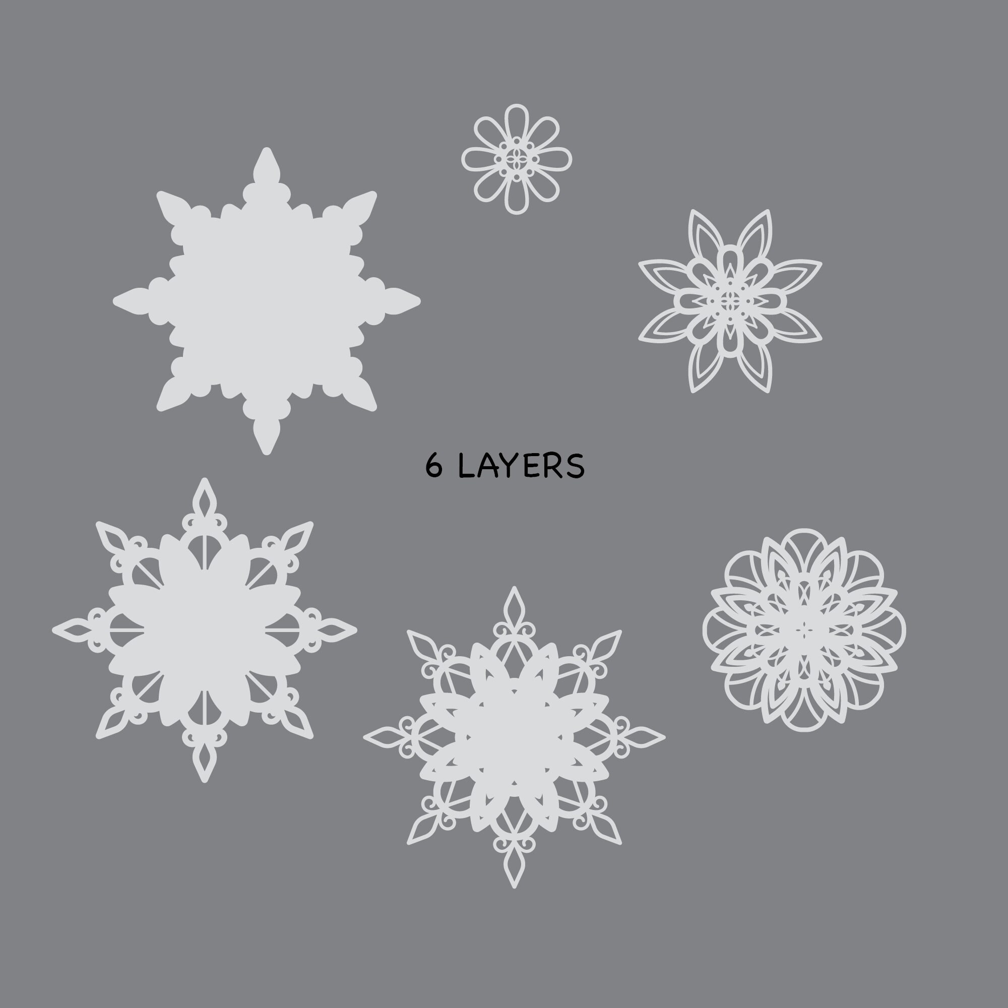 Snowflake SVG Multilayer Cut File Mandala Svg Layered Svg - Etsy