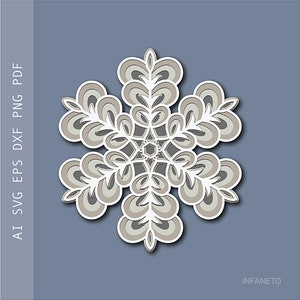 Snowflake SVG Multilayered Laser Cut File Layer Svg 3D Model SVG File ...