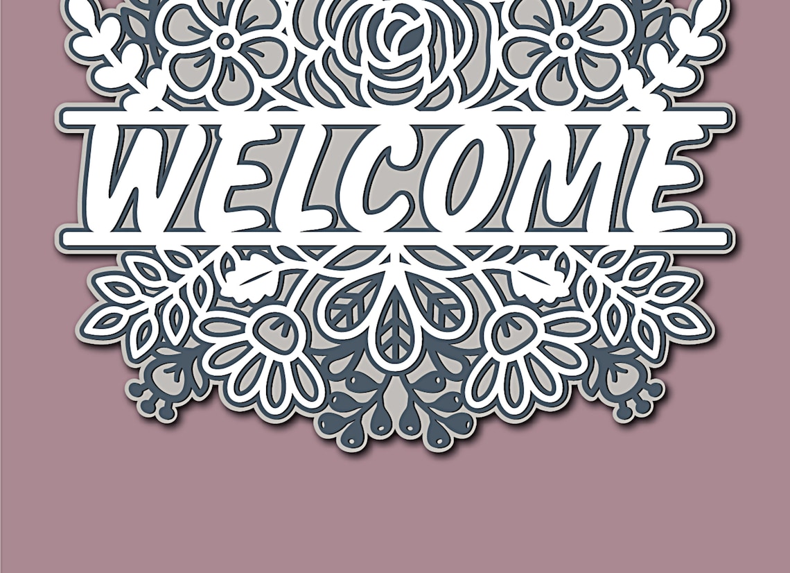 Welcome Sign SVG Multilayer Cut Files Floral Svg Cricut File | Etsy