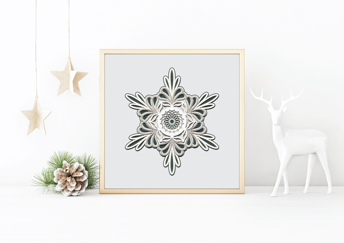 Snowflake SVG Mandala svg Layered Cut File 3D Model SVG | Etsy