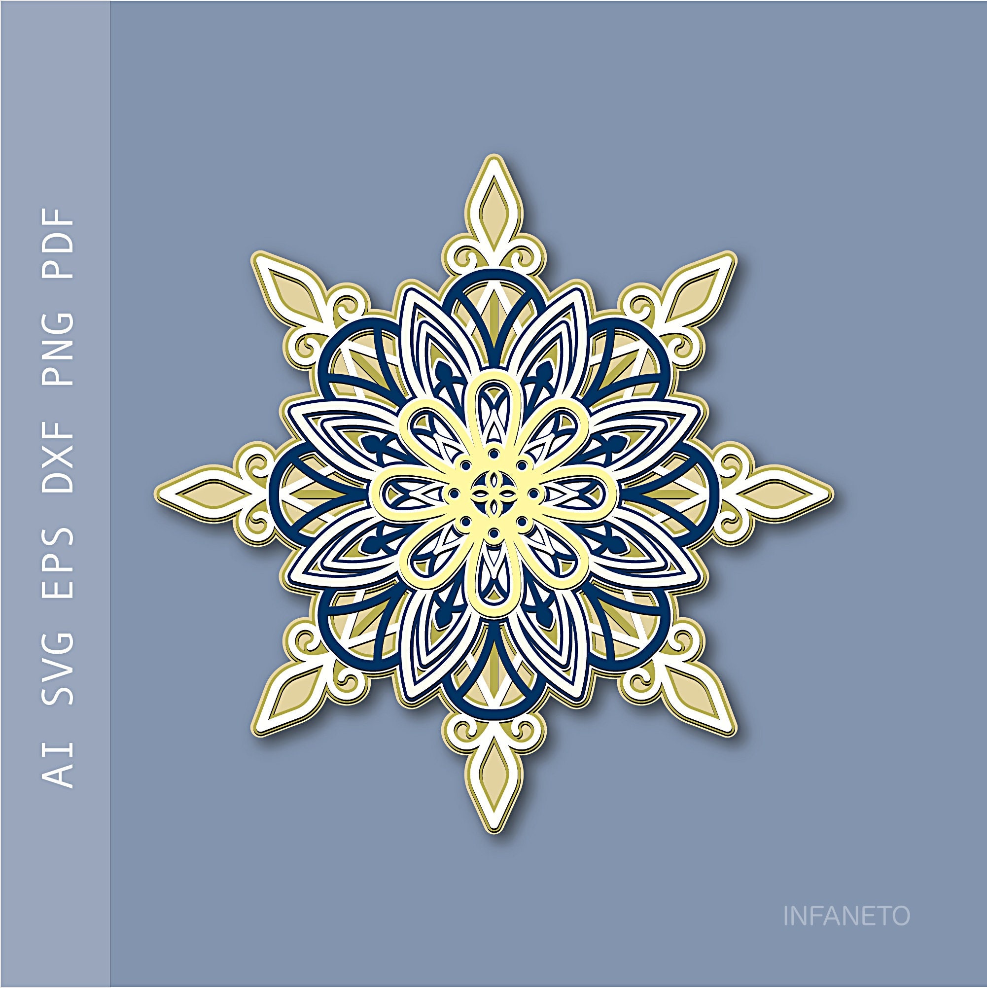 Snowflake SVG Multilayer Cut File Mandala Svg Layered Svg - Etsy