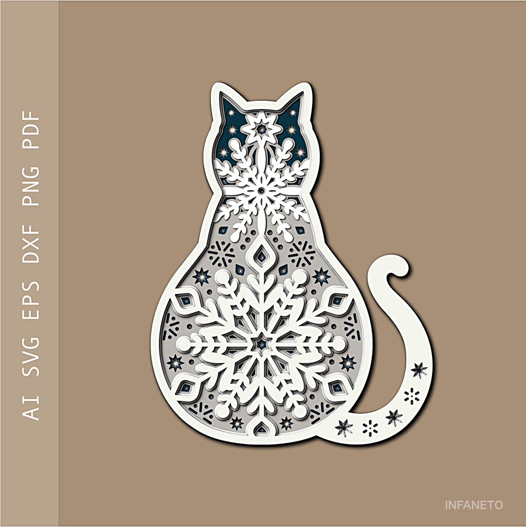 Cat Christmas SVG, Cutting File, Cricut Project, Layered Svg, DIY ...