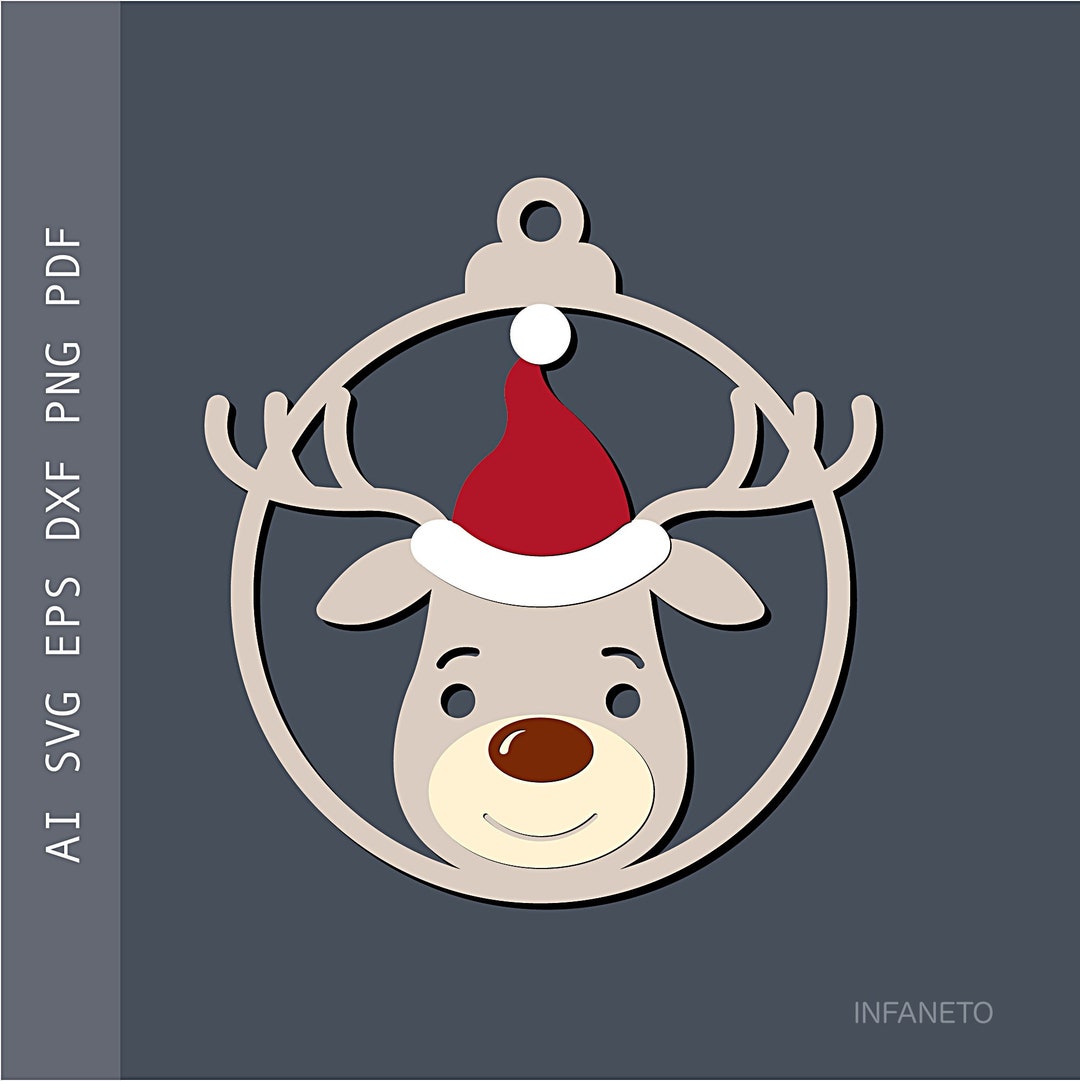 Cara de reno SVG Archivo de corte láser Ornamento svg Decoración ...