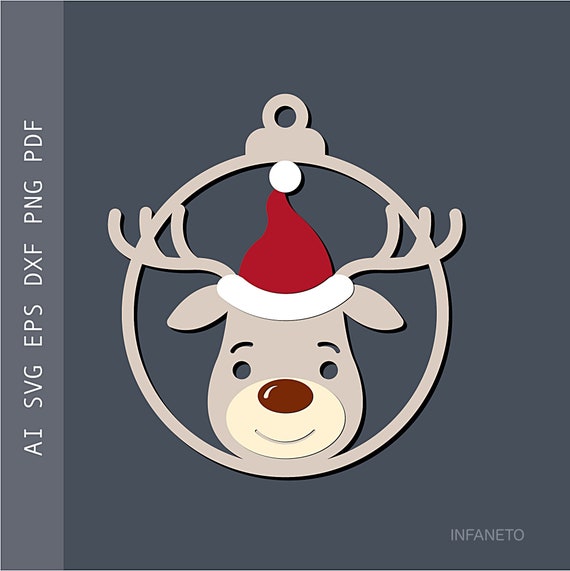 Cara de reno SVG Archivo de corte láser Ornamento svg | Etsy