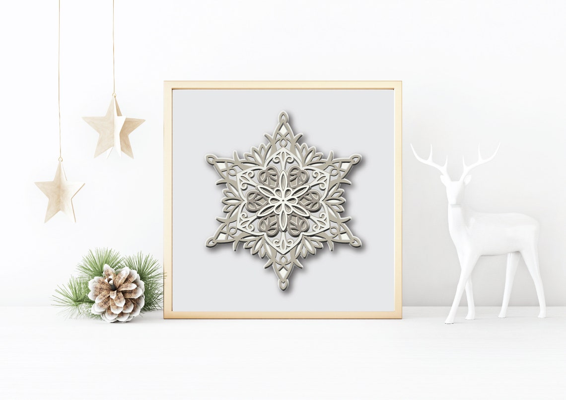 Multilayer Snowflake SVG Mandala Svg Laser Cut File 3D - Etsy
