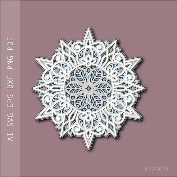 Snowflake SVG Multilayer Cut File Mandala Svg Layer Svg | Etsy