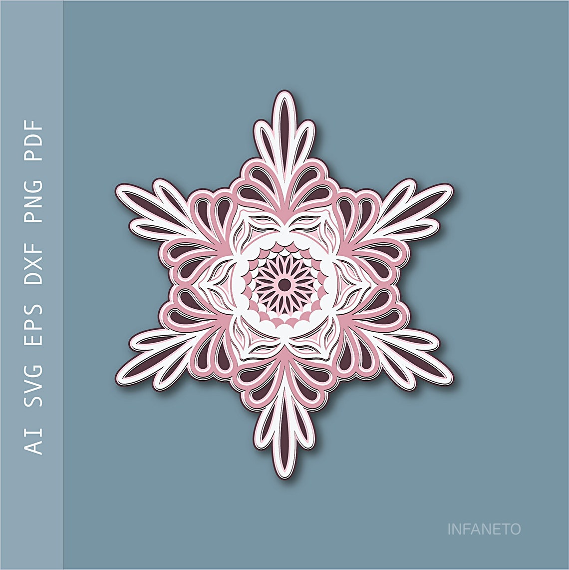 Snowflake SVG Mandala svg Layered Cut File 3D Model SVG | Etsy