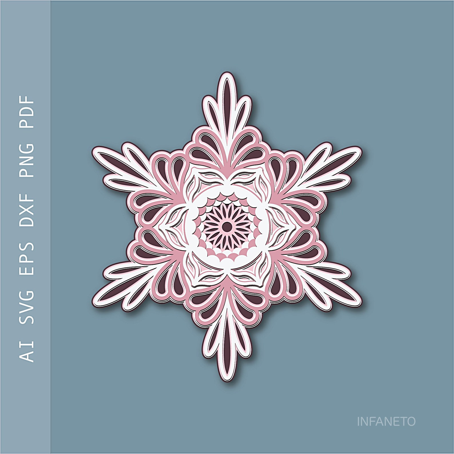 Snowflake SVG Mandala svg Layered Cut File 3D Model SVG | Etsy