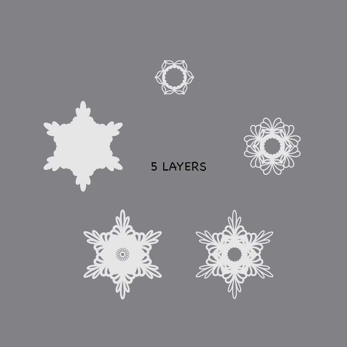 Snowflake SVG Mandala svg Layered Cut File 3D Model SVG | Etsy