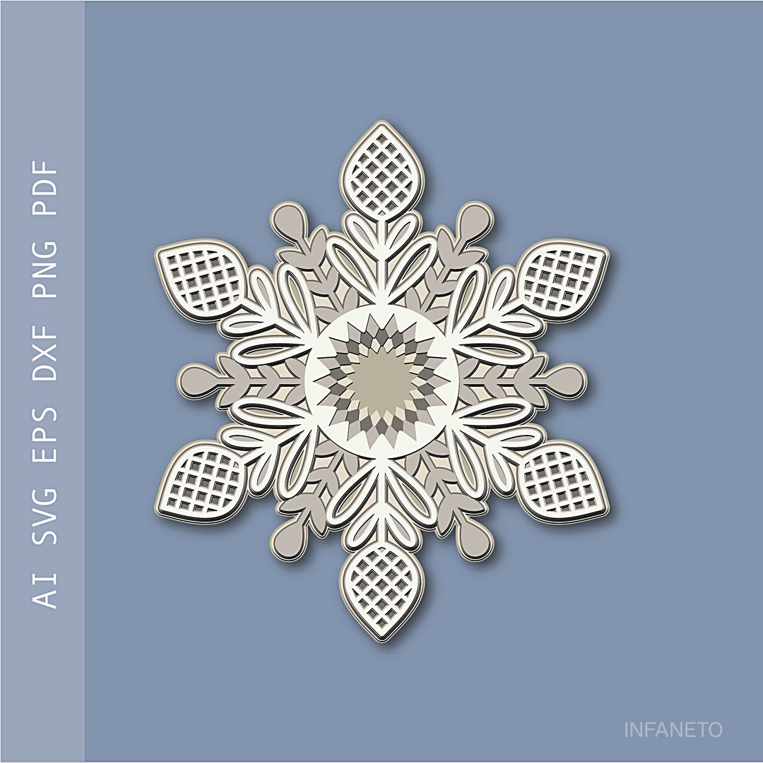 Snowflake SVG, Multilayer Cut File, Christmas Decor, 3D Layered File ...