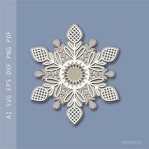 Snowflake SVG, Multilayer Cut File, Christmas Decor, 3D Layered File ...