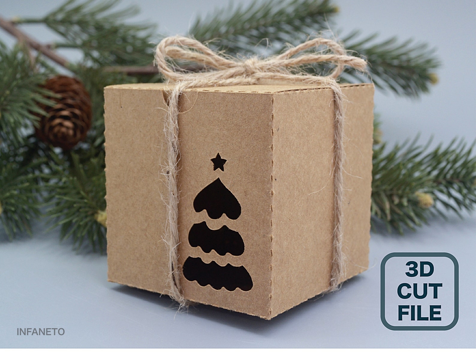 Christmas Favor Box Template: 3D Gift Box Cutting Files (digital ...