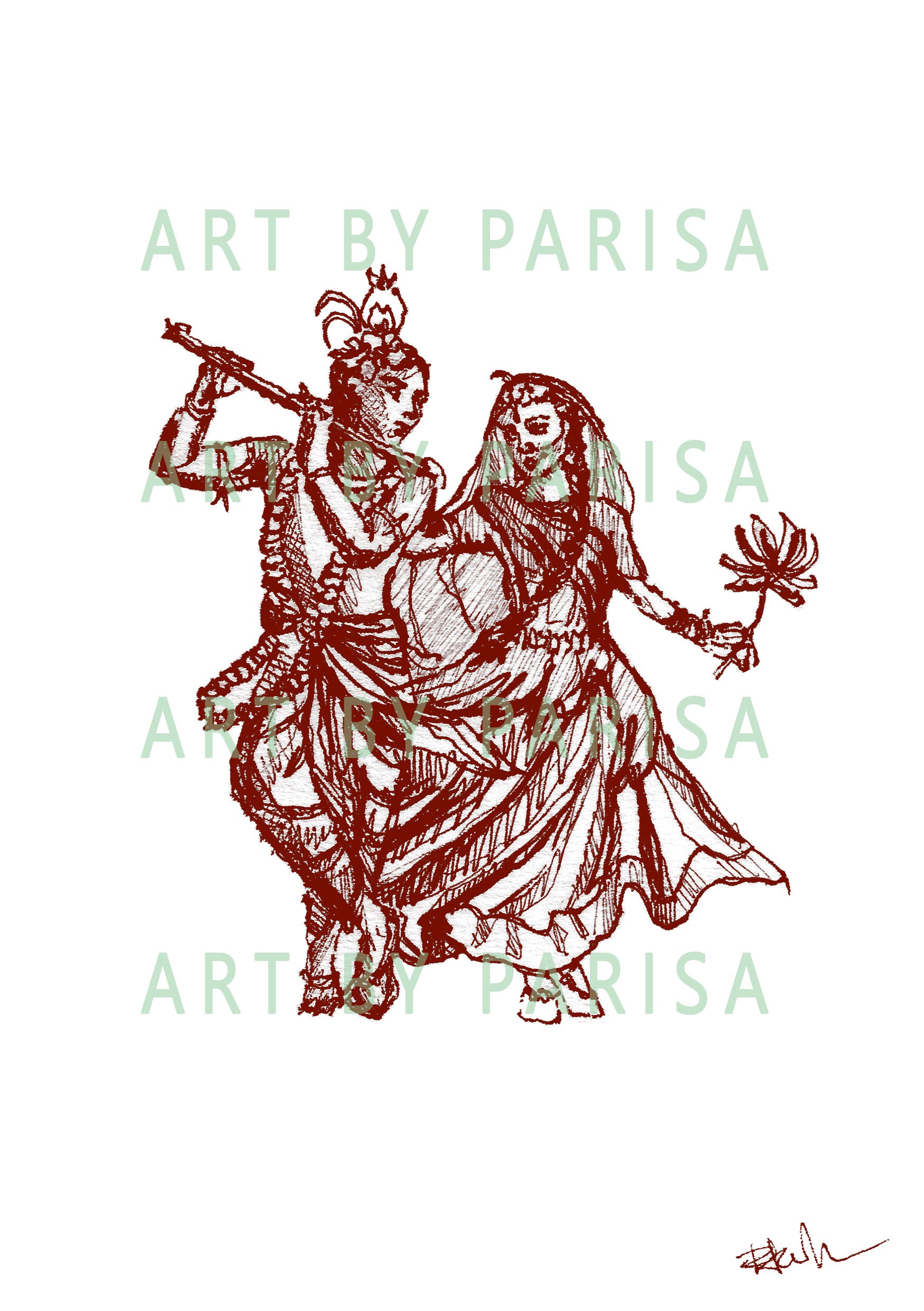 Radha Krishna - Pen Drawing Keshavi Keshav Madhavi Madhav Art, Hindu ...