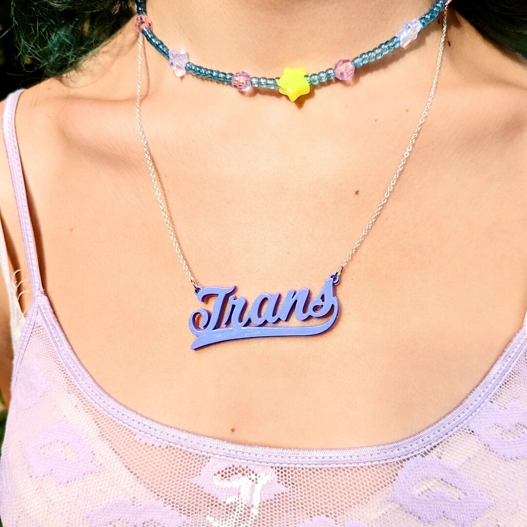 Trans Pendant Necklace 3D Printed Purple PLA Sterling Silver - Etsy