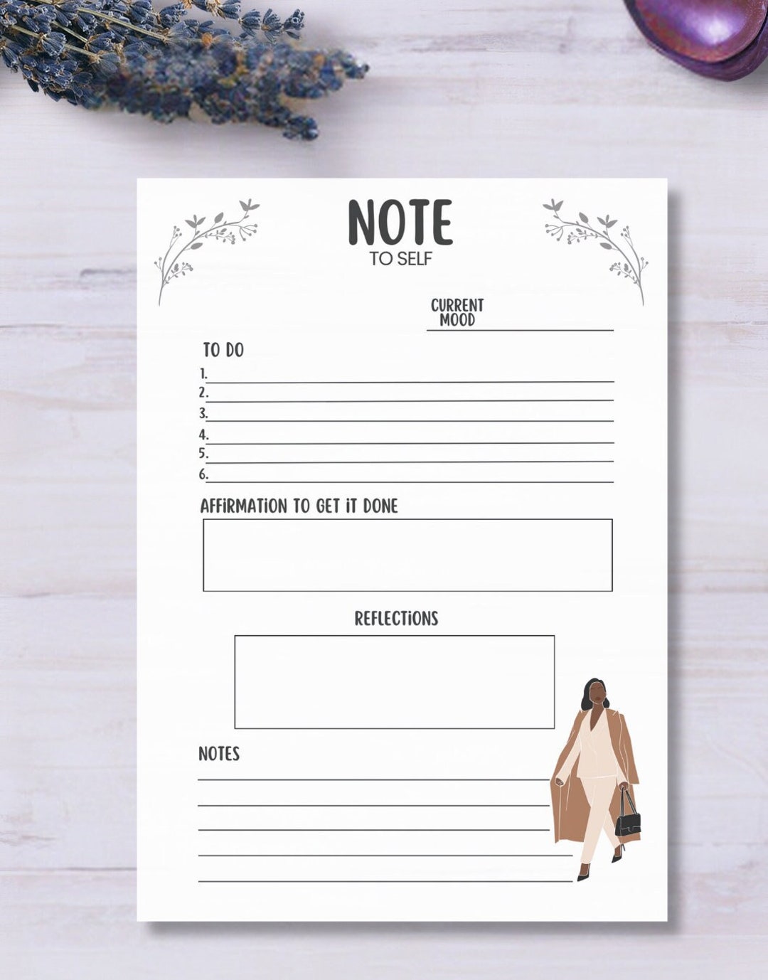 Note to Self Notepad | Memopads for Her | Black Girl Stationery ...
