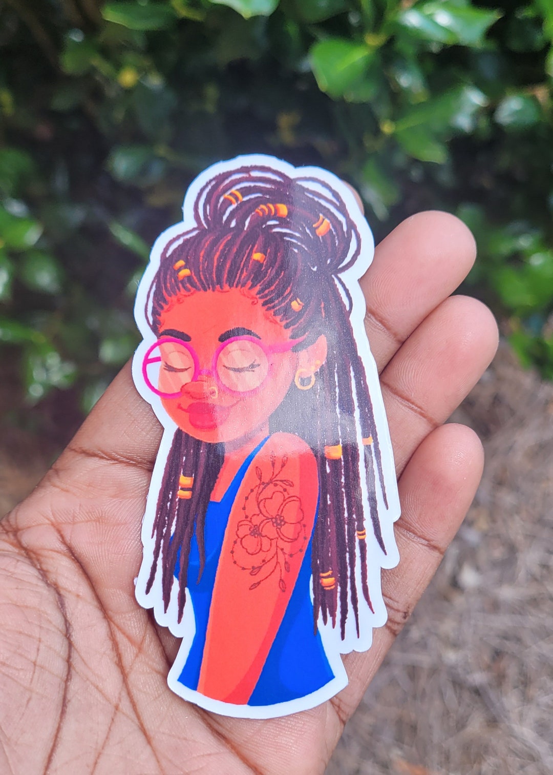 Loc'd and Glasses Girl Sticker| Self Care Stickers| Journal L Stickers ...