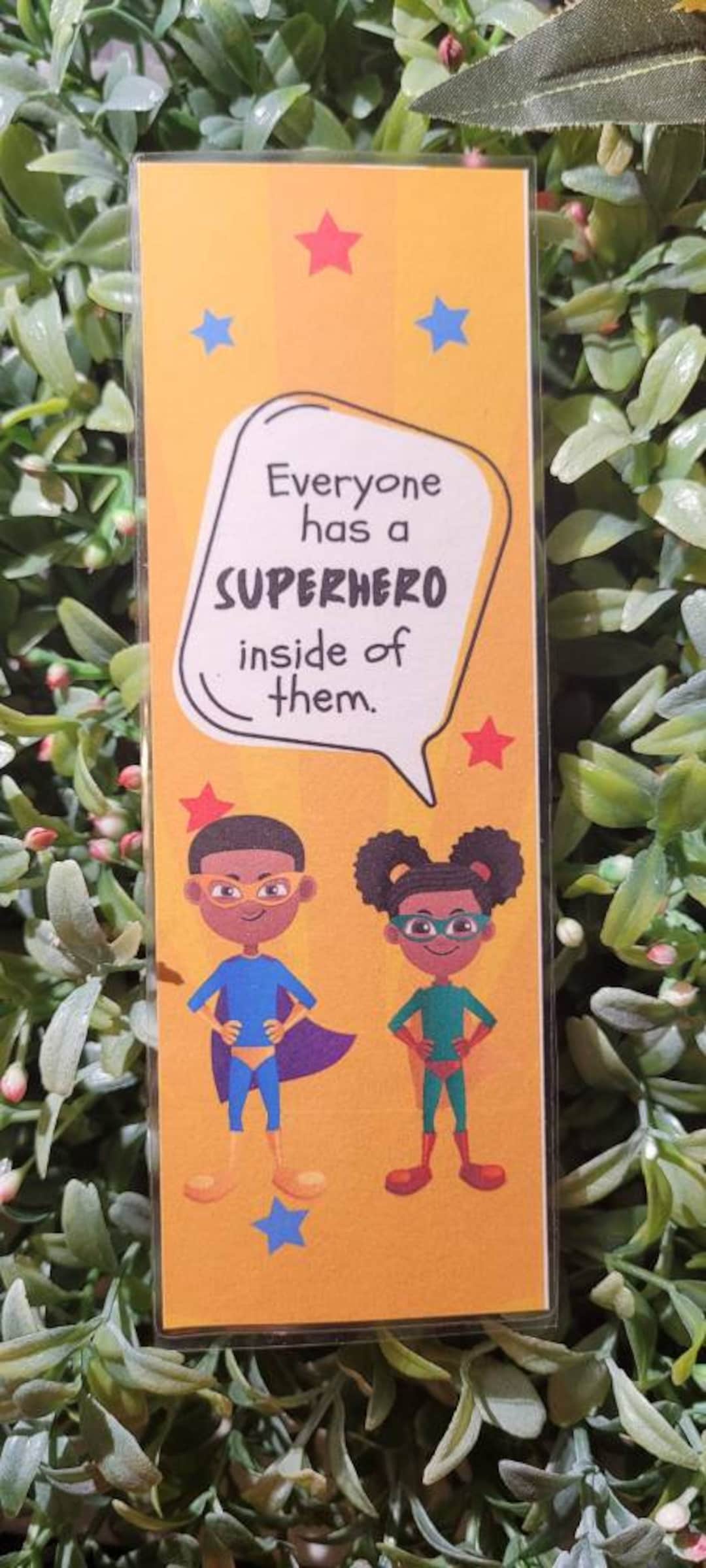 Black Kid Superhero Bookmark for Kids | Black Stationary| Black Kids ...