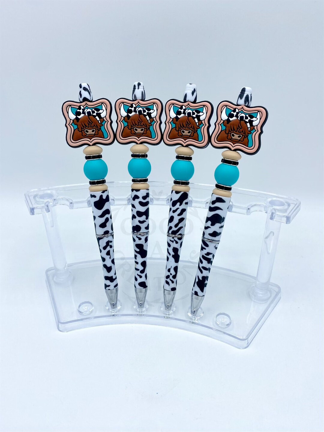 Teal Cow Pen, Cow Pen, Beaded Pen, Bull Pen, Cow Print, Pen - Etsy