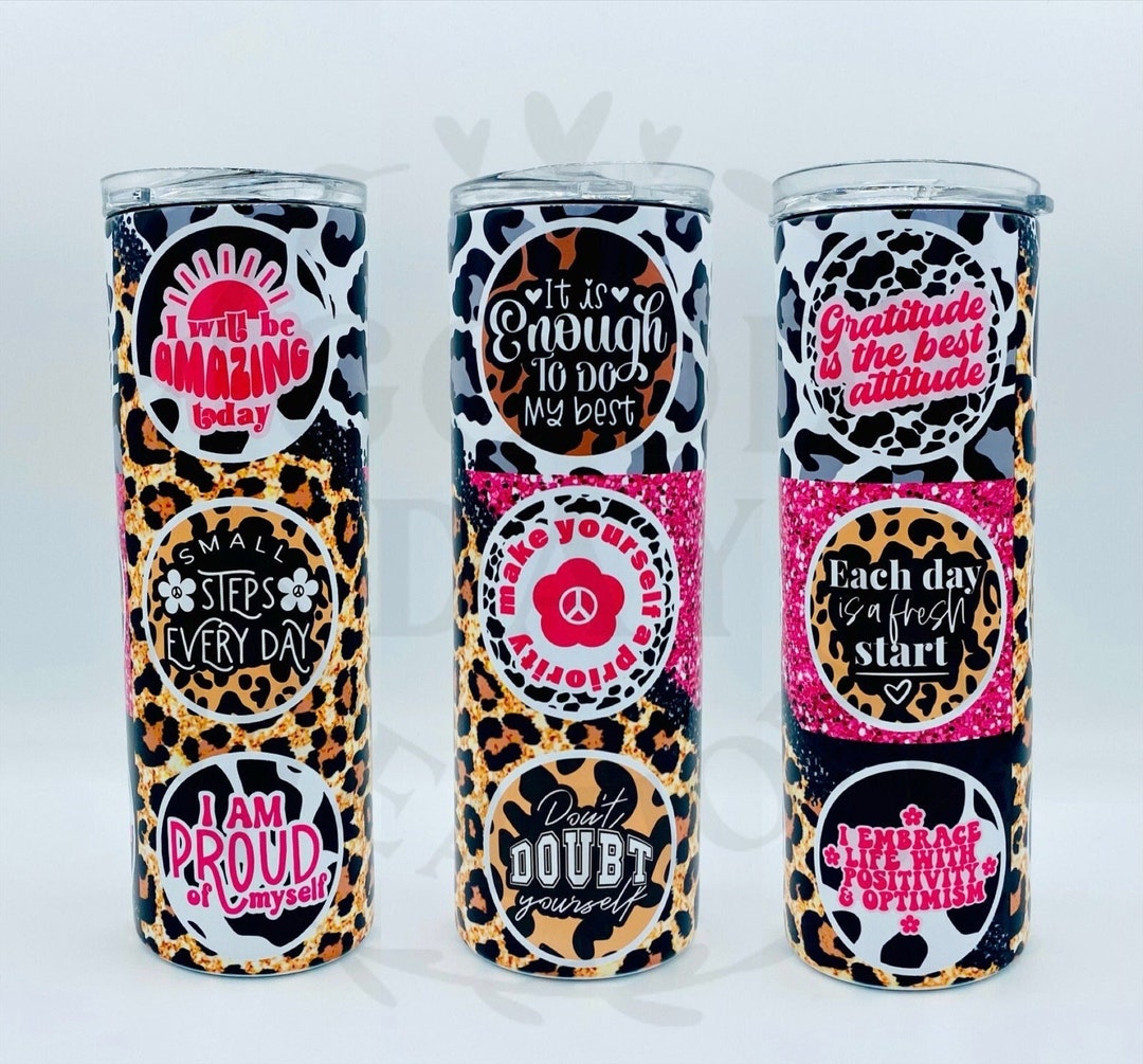 Positive Tumbler, Positive Affirmations, Mental Health, Leopard ...