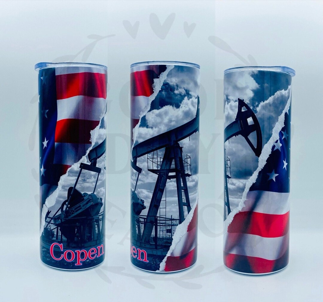 Oilfield Stainless Steel Tumbler, Oil Field American Flag Tumbler, Oil ...
