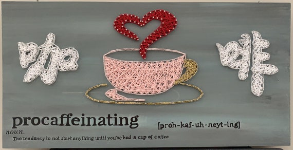 Procaffeinating Definition Wooden Sign With Coffee Written in | Etsy