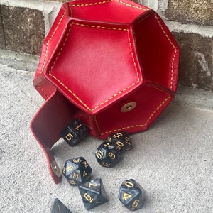 Red Leather D12 (pentagonal Dodecahedron) Dice Bag - Etsy