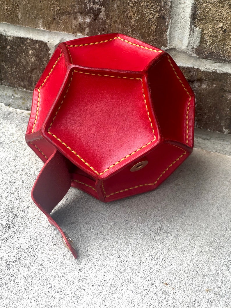 Red Leather D12 pentagonal Dodecahedron Dice Bag - Etsy