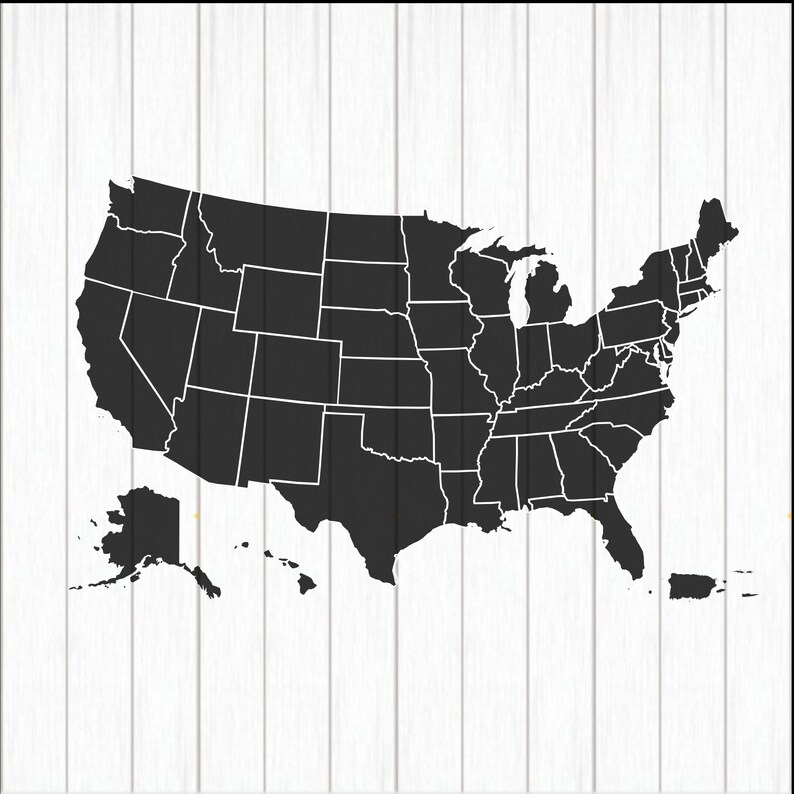US 50 States Svg Cut File Symbol Svg Eps Dxf Png Silhouette Cricut Cut ...