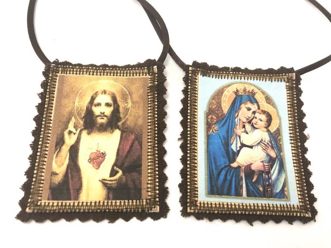 Original Brown Wool Scapular of Our Lady of Mt. Carmel With Most Sacred ...