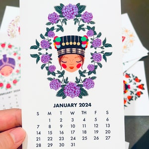 2024 Desk Calendar Blooming Year Hmong Theme - Etsy