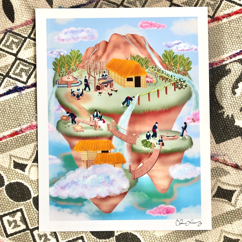 Hmong Art, Hmong Village, Digital Art, Wall Art, Nursery Decor ...