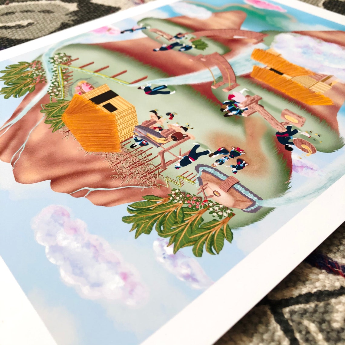 Hmong Art, Hmong Village, Digital Art, Wall Art, Nursery Decor ...
