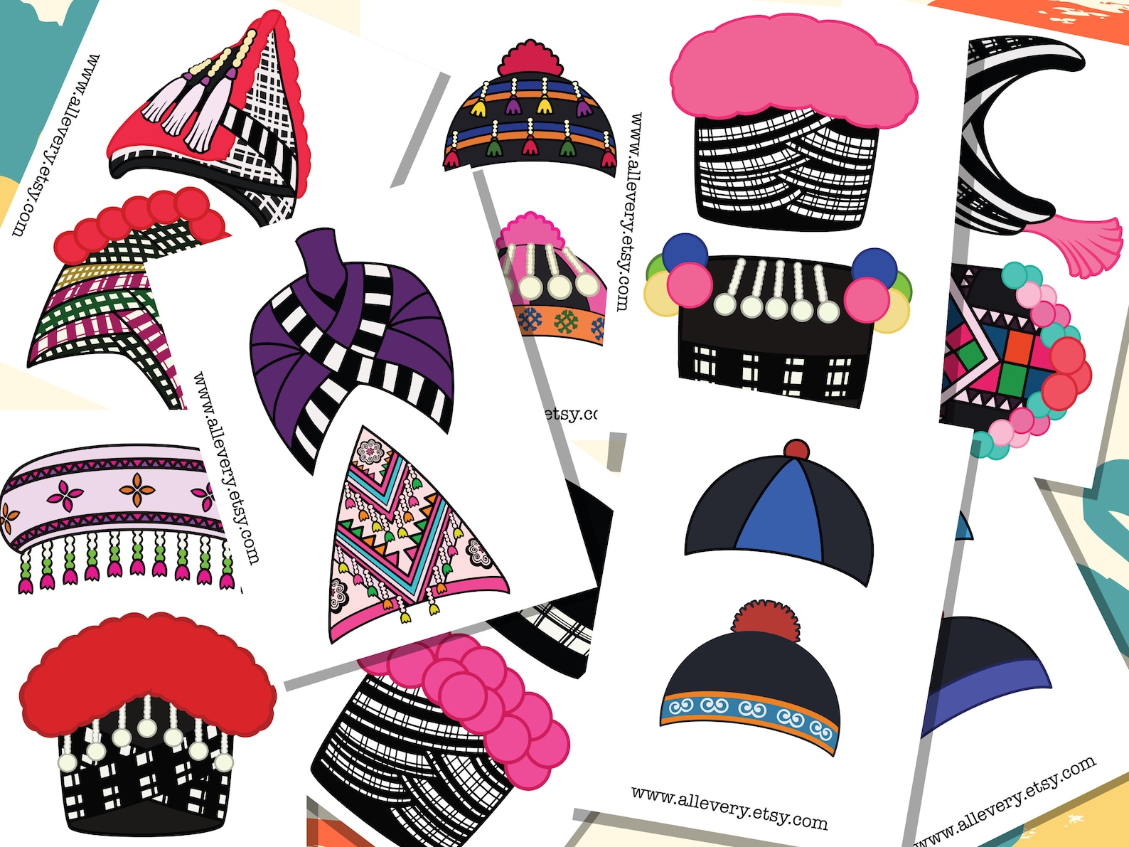 Hmong Hats for Crafting Coloring Pages PDF Print Files - Etsy