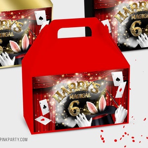 MAGICIAN Birthday Gable Box Label, Template Printable, Magic Show ...