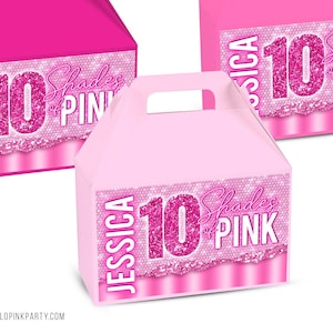 Shades of Pink Birthday Favor Box Label, Template Printable, Pink Party ...