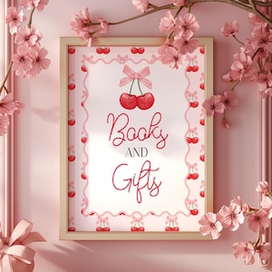 Cherry Diaper Raffle Sign Cherry on Top Baby Shower Pink Bow Baby ...