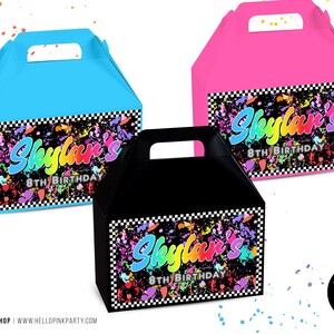 PAINT SPLATS PARTY Birthday Gable Box Labels, Printable Templates, Art ...