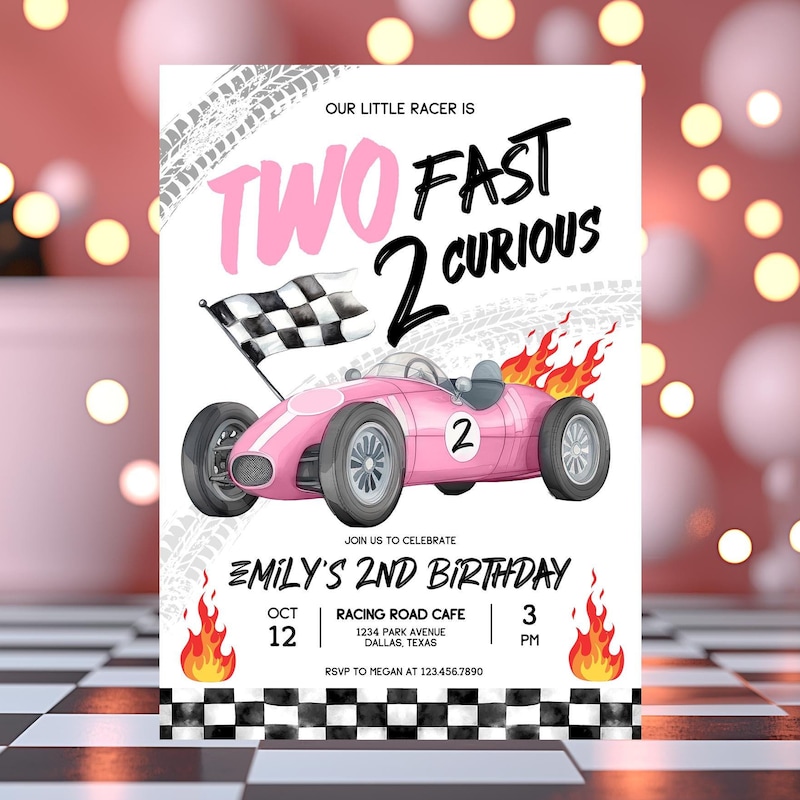 Two Fast Birthday Invitation - Etsy