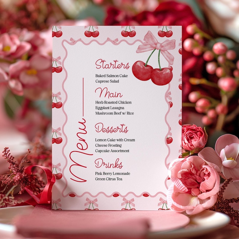 Cherry Theme Name Cards - Etsy