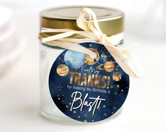 Editable Outer Space Favor Tags Space Birthday Thank You Label Galaxy ...