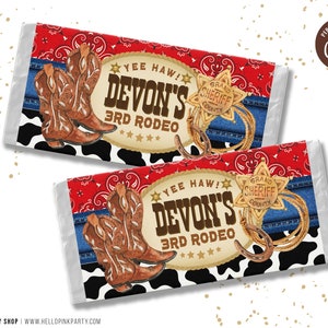 Cowboy Birthday Candy Bar Wrapper: Rodeo Chocolate Labels (editable Template) - Etsy
