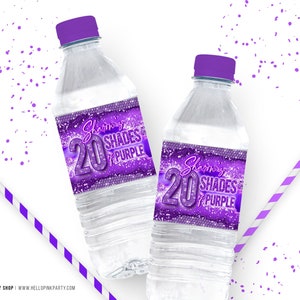 Shades of Purple Water Labels Wrapper, Editable Corjl Printable ...