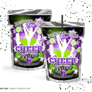 Cheerleading Juice Pouch Labels, Printable Templates, Cheer Squad ...