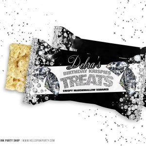 Diamonds Birthday Candy Bar Wrapper, Printable Templates, Black ...