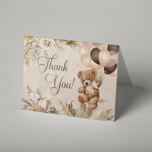 Teddy Bear Thank You Cards Beary Birthday Hot Air Balloon Bear Baby ...