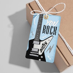 Rock Star Birthday Thank You Tag, Template Printable, Rock and Roll ...
